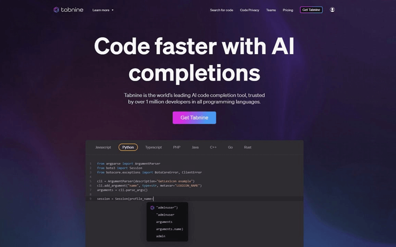 Tabnine: AI Code Assistant with Privacy and Security Focus - AI Tool Selection
