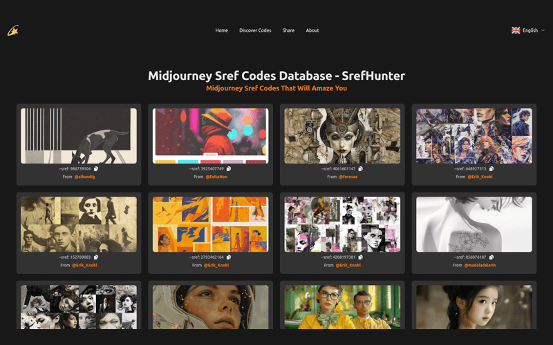SrefHunter: 汇集最新趋势 Midjourney Sref 代码 - AI Tool Selection